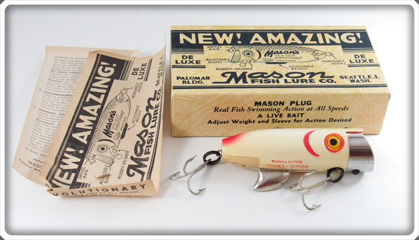 Mason Fish Lure Co White Red Gill Mason Deluxe Salmon Plug Lure In Box ...
