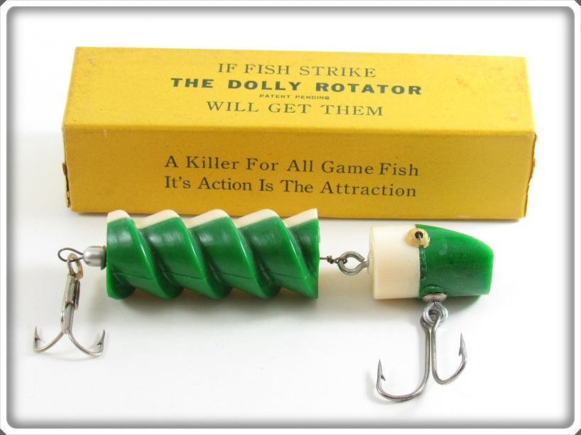 Vintage Green & White Dolly Rotator Lure In Box For Sale | Tough Lures