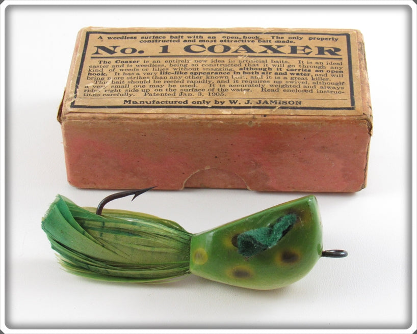 Vintage W. J. Jamison Frog Spot Coaxer Lure In Box For Sale | Tough Lures